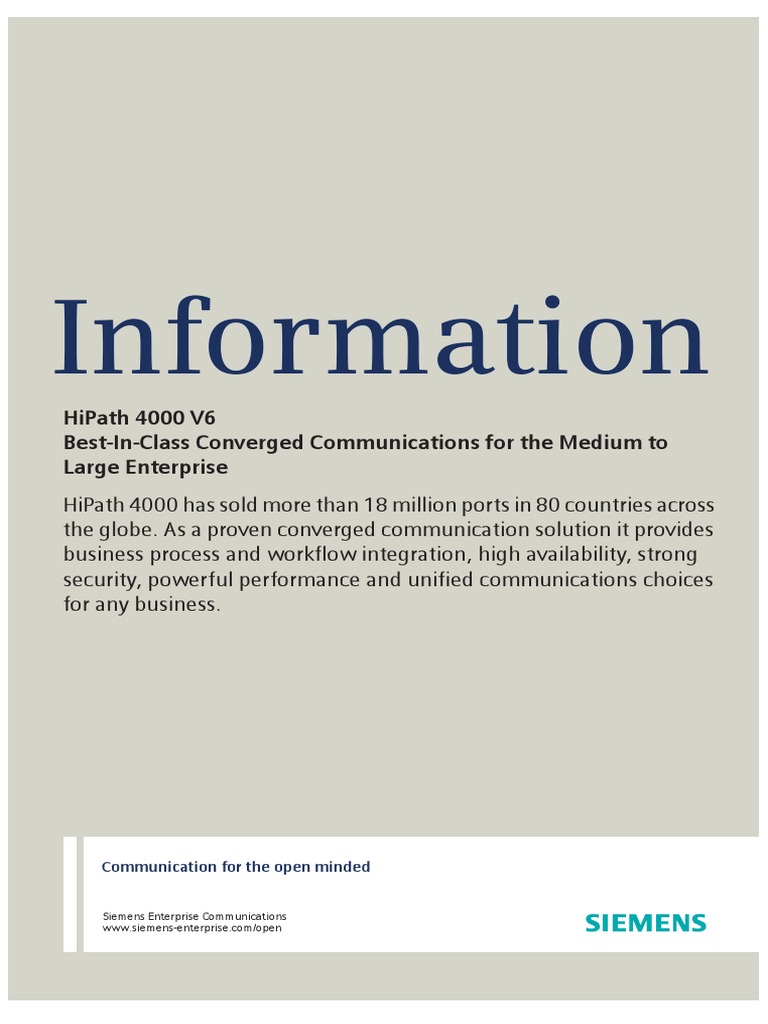 HiPath 4000 V6, Data Sheet, Issue 1 | PDF | Session Initiation Protocol ...