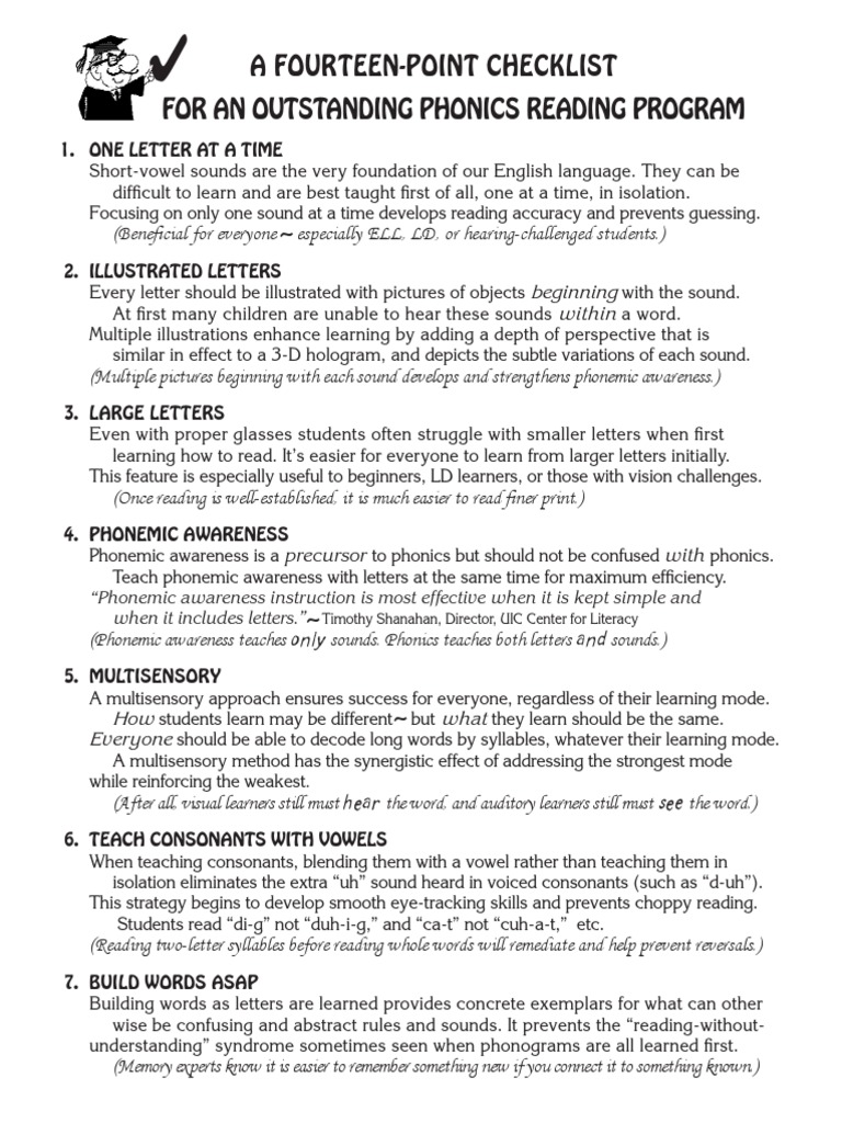 Phonics Checklist | Download Free PDF | Phonics | Reading (Process)
