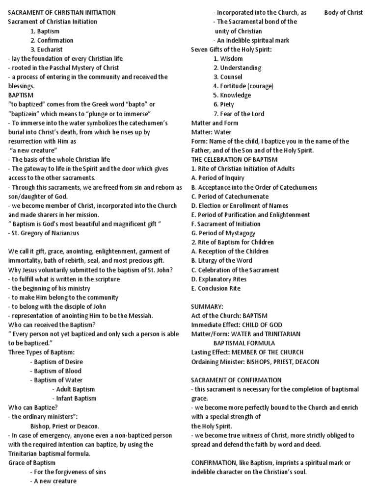 Christian Initiation Sacraments Overview | PDF | Baptism | Eucharist