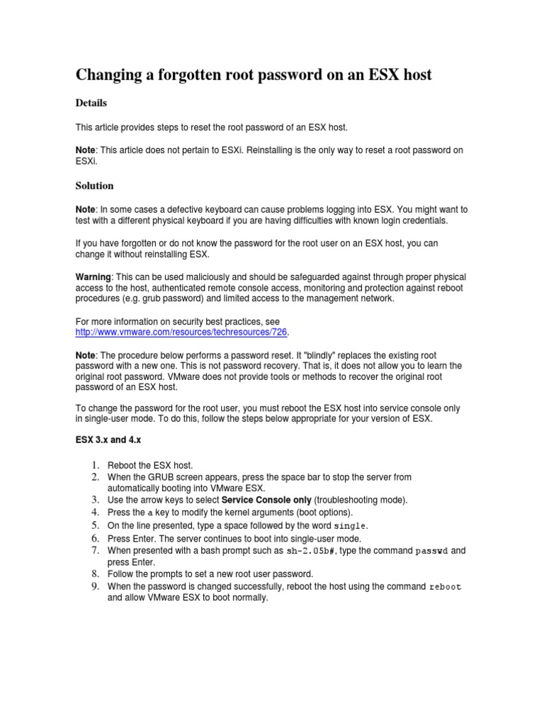 Resetting the Root Password on an ESX Host: A Step-by-Step Guide for ...