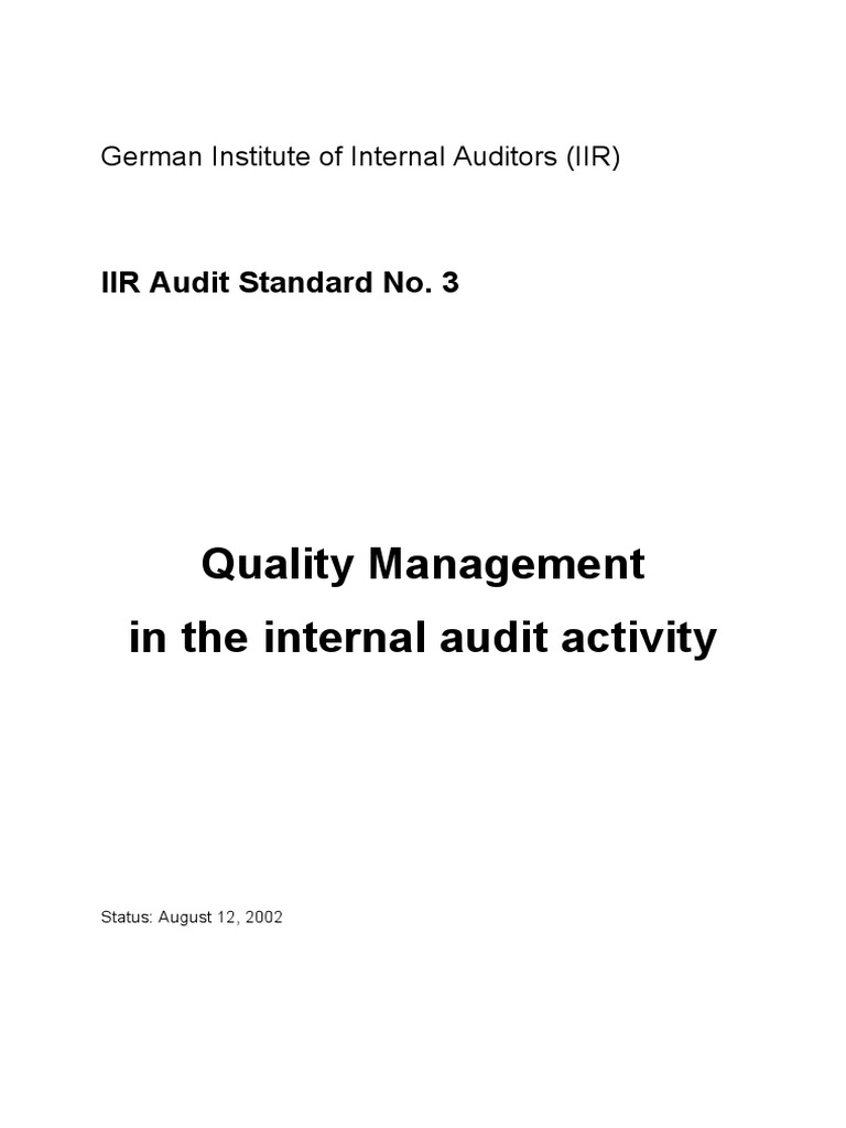 Quality Management Internal Auditing | PDF | Internal Audit | Quality ...