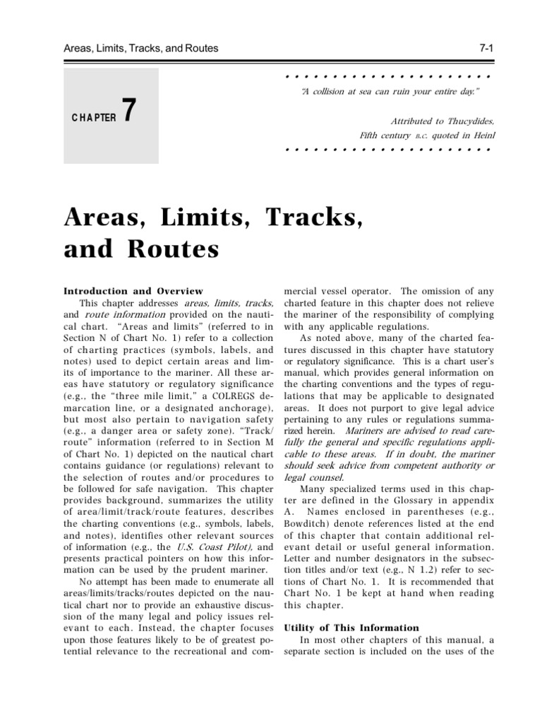 Chapter 7 - Areas, Limits, Tracks & Routes | PDF | Ships | Navigation