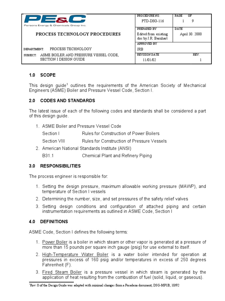 Asme Boiler and Pressure Vessel Code, Section i Design Guide | Boiler ...