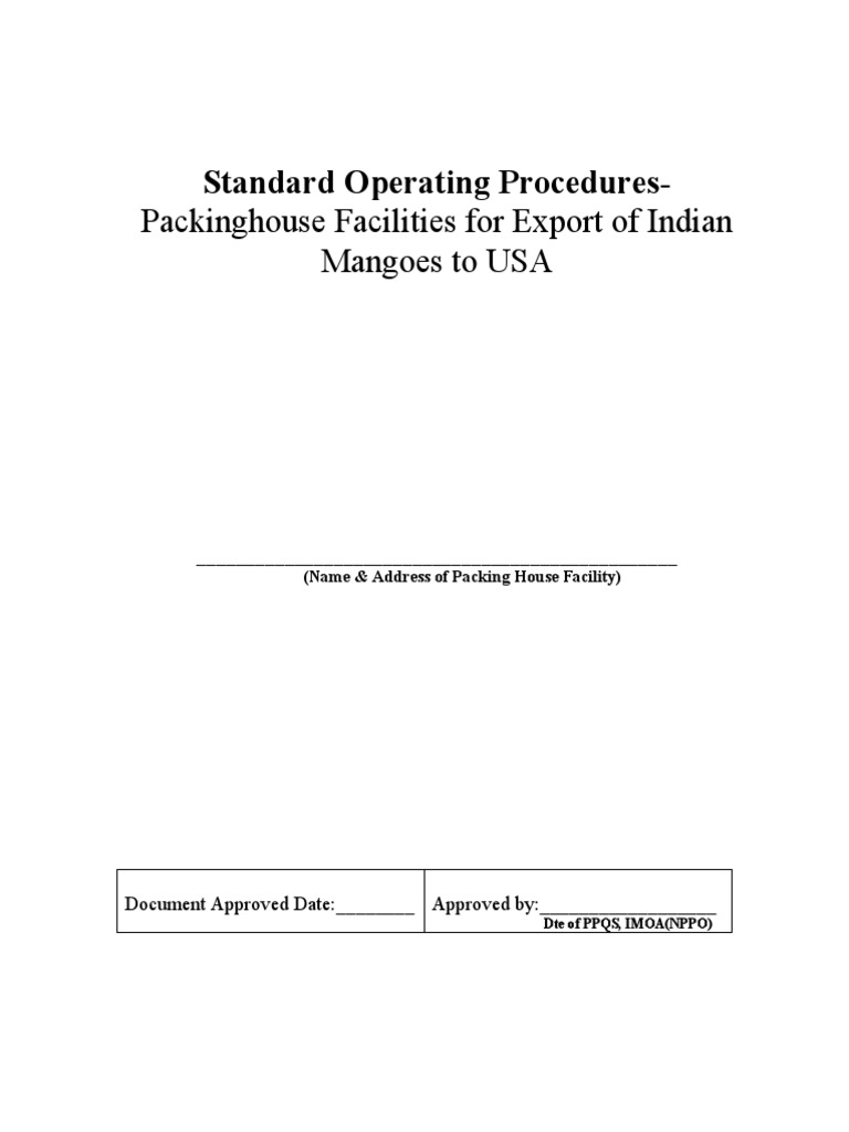 SOP for Mango Packinghouse Operations | PDF | Calibration | Packaging ...