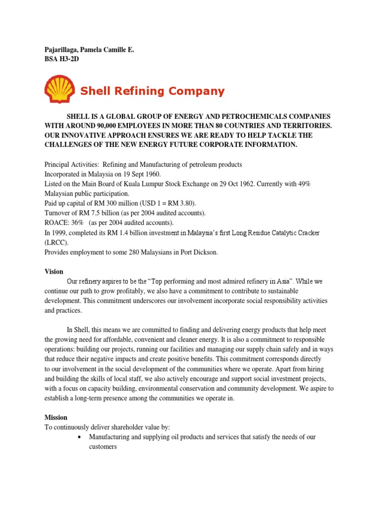 Shell Refining Company | PDF | Royal Dutch Shell | Sustainability