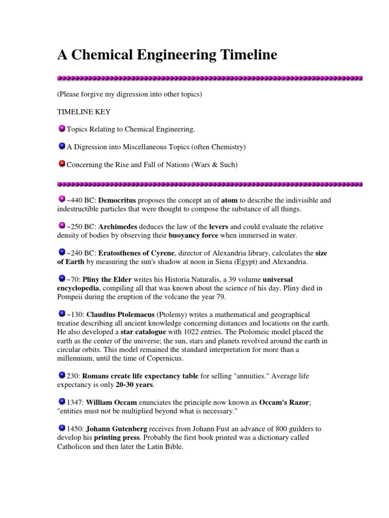A Chemical Engineering Timeline | PDF | Oxygen | Petroleum