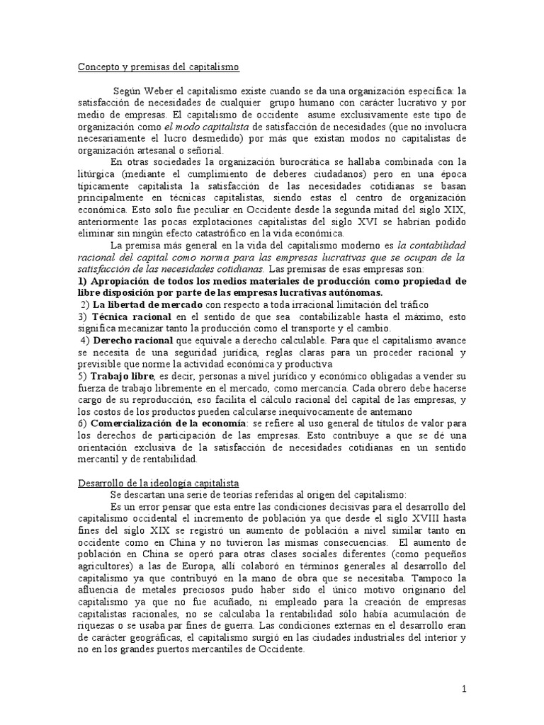 El Origen Del Capitalismo Moderno Cap IV - Doc WEBER | PDF ...