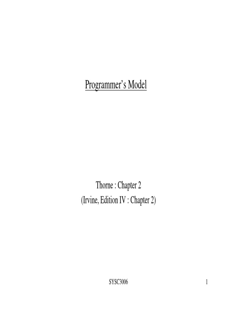 Programmer's Model: Thorne: Chapter 2 (Irvine, Edition IV: Chapter 2) | PDF | Instruction Set ...