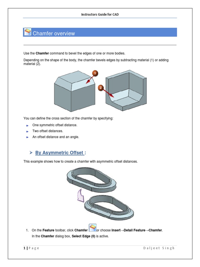 Chamfer Overview: by Asymmetric Offset | Download Free PDF | Dialog Box | Angle