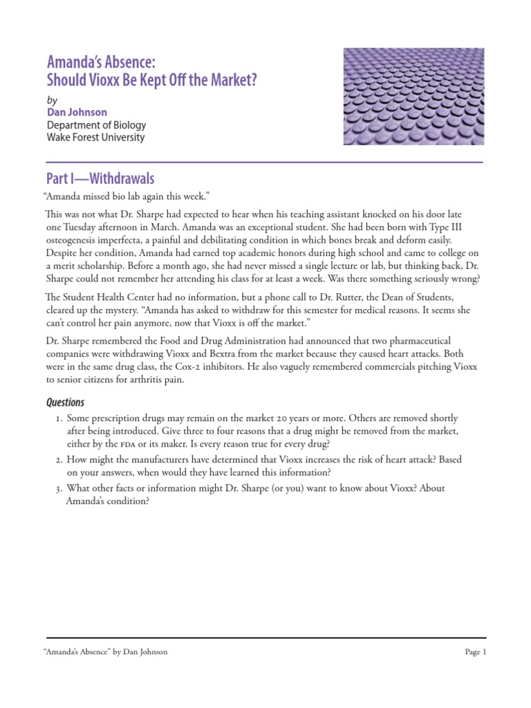Vioxx Case Study | PDF | Pharmacology | Drugs