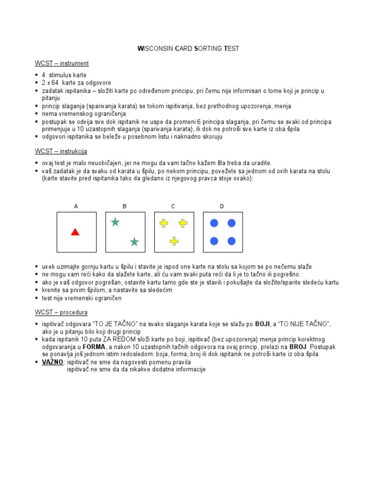 Wisconsin Card Sorting Test | PDF
