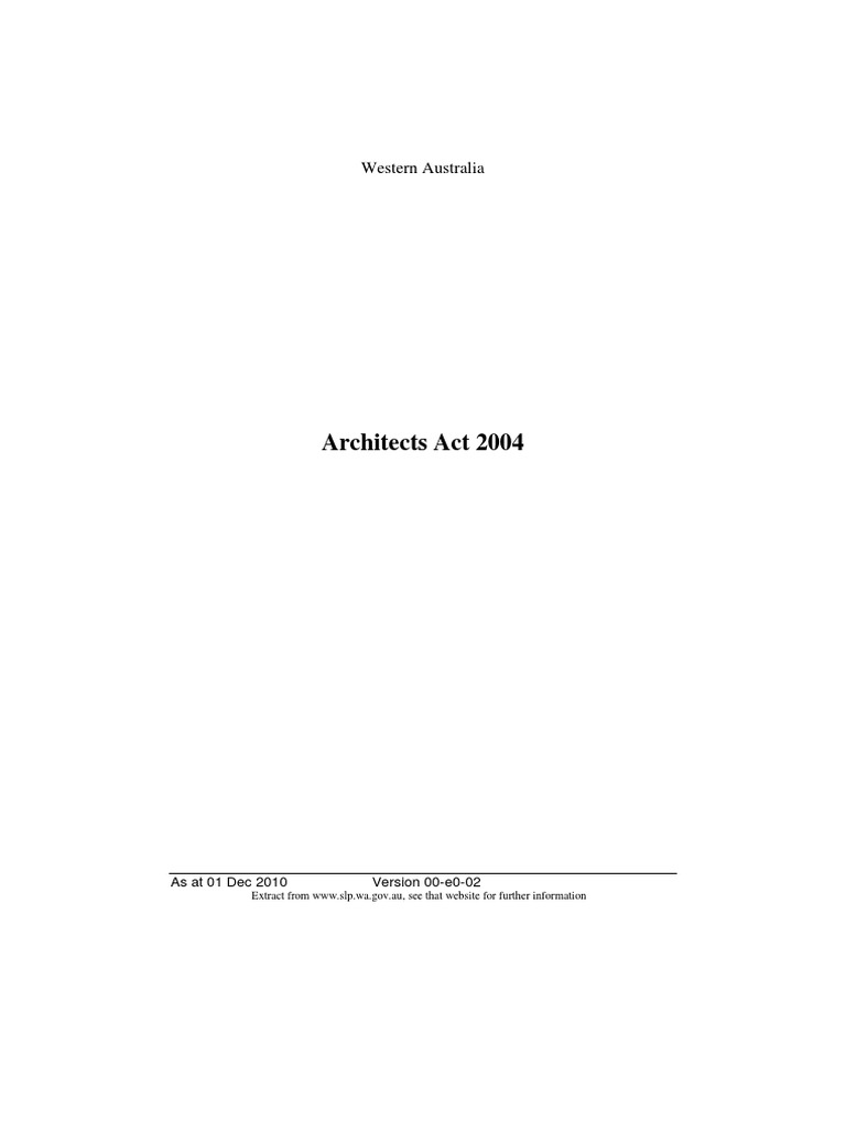 Architects Act 2004 - (00-E0-02) | PDF | License | Justice Of The Peace