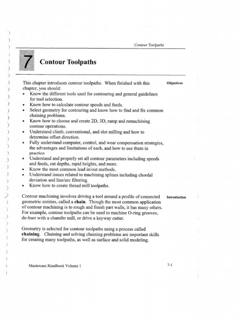 Mastercam Handbook Volume 1 Chapter 7 Contour Toolpaths Pdf