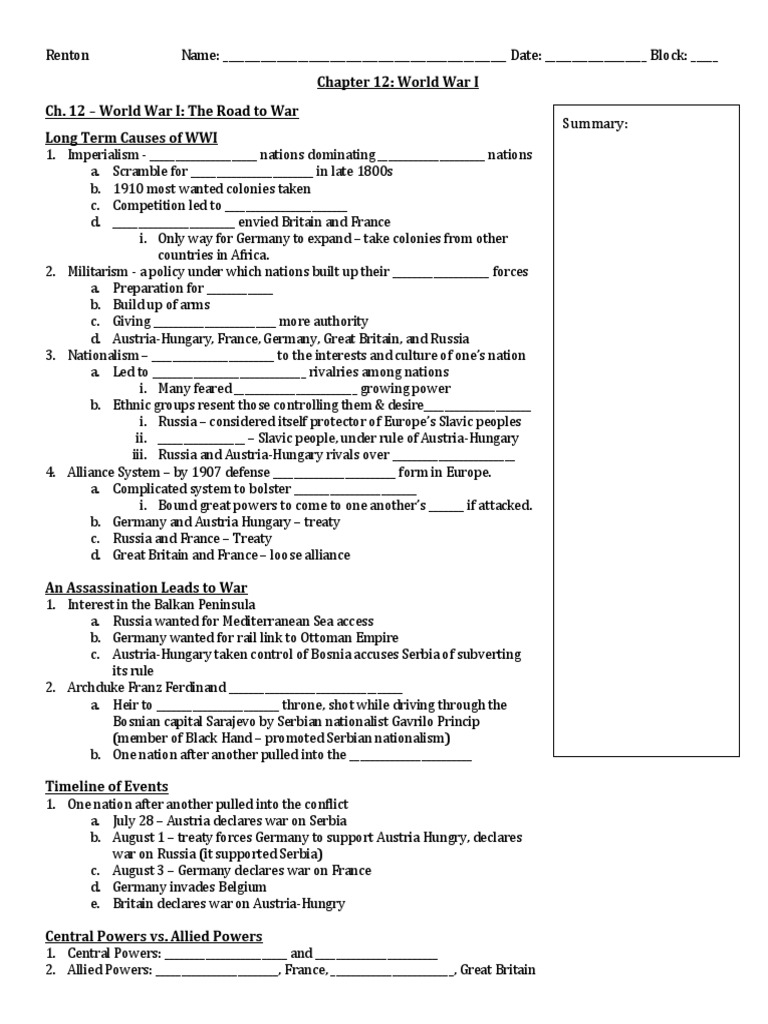 Outline Based On Wwi PPT Fill in Blank | PDF | Austria Hungary | U Boats