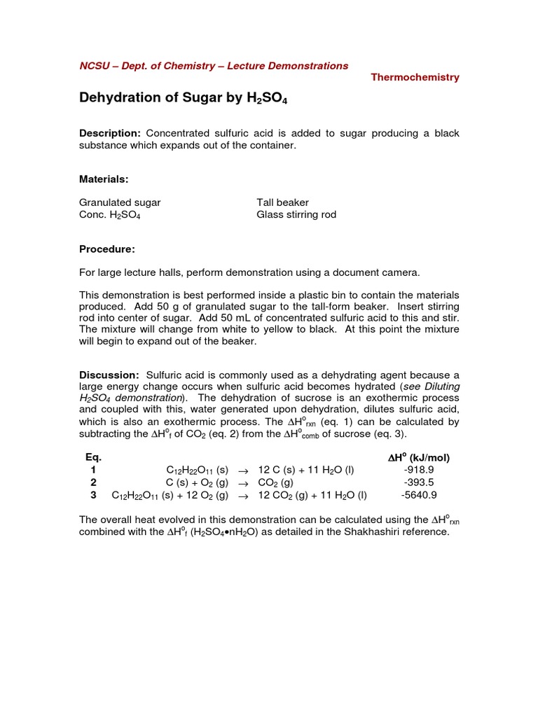 Dehydration Sugar | Sulfuric Acid | Acid