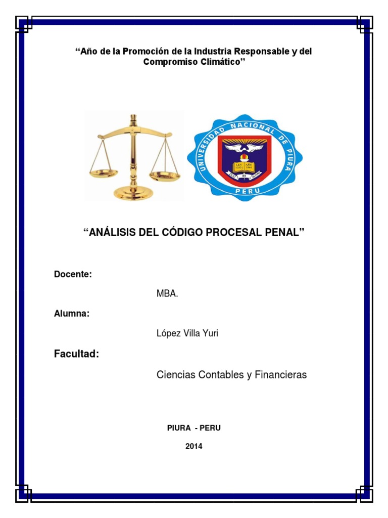 Analisis Codigo Procesal Yuri | PDF | Derecho penal | Ley procesal