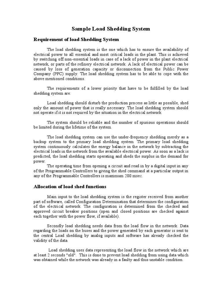 Sample Load Shedding System | PDF | Programmable Logic Controller | Relay