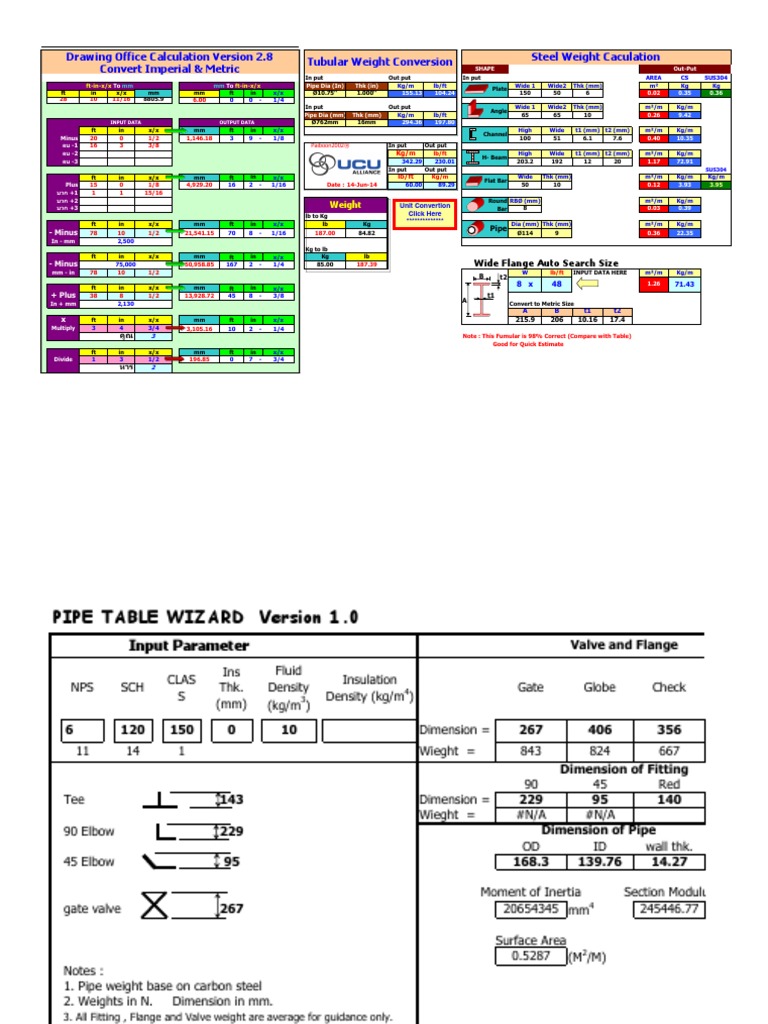 Weight Calculation V2.8 | PDF