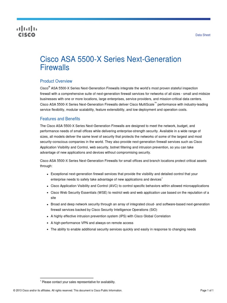 Cisco ASA 5500-X Series Next-Generation Firewalls: Product Overview ...
