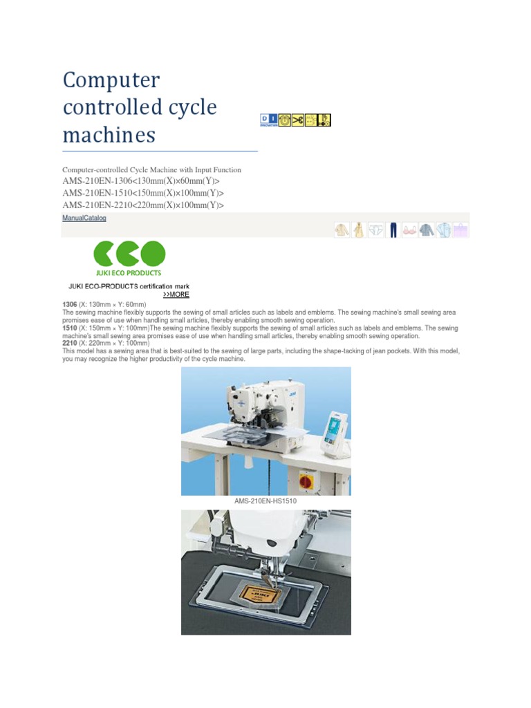Computer Controlled Cycle Machines | PDF | Sewing | Embroidery