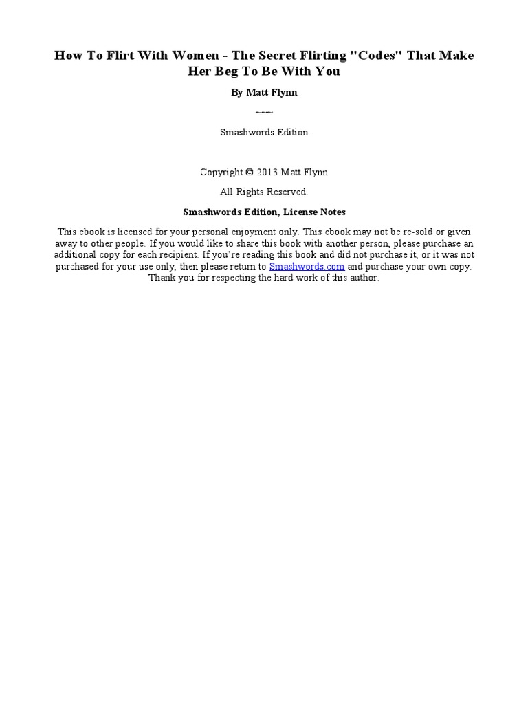 How To Flirt With Women The Secret Flirting Codes That Make Her Beg To Be With You | PDF