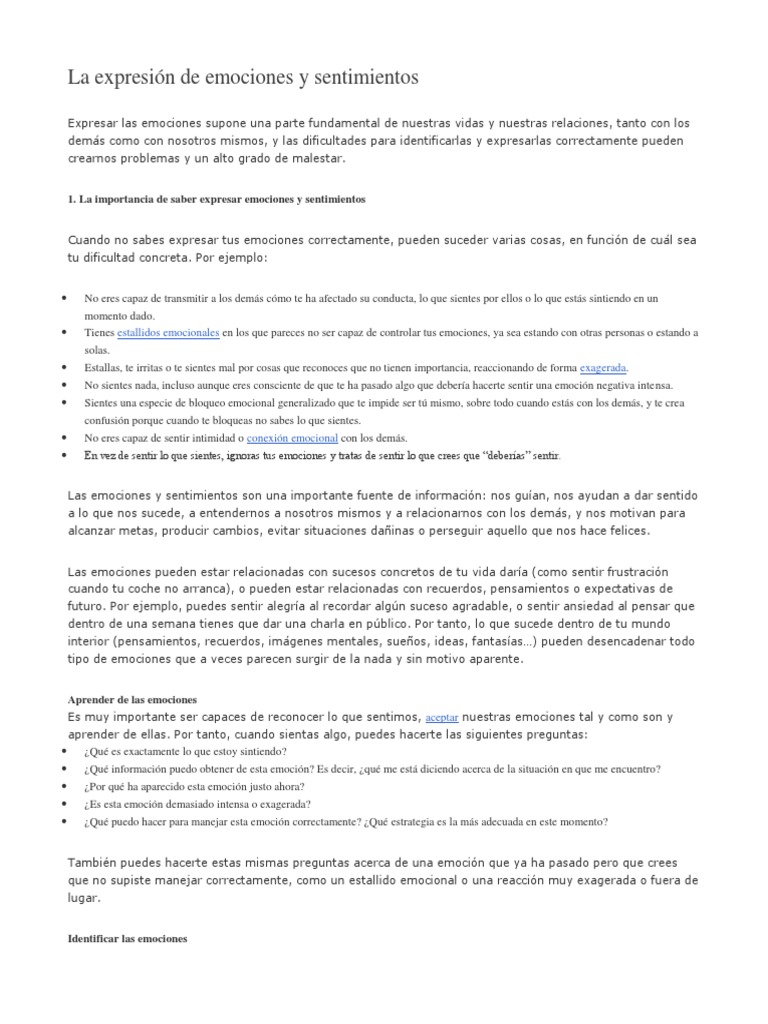 Cómo Expresar Emociones Efectivamente | PDF | Ira | Las emociones