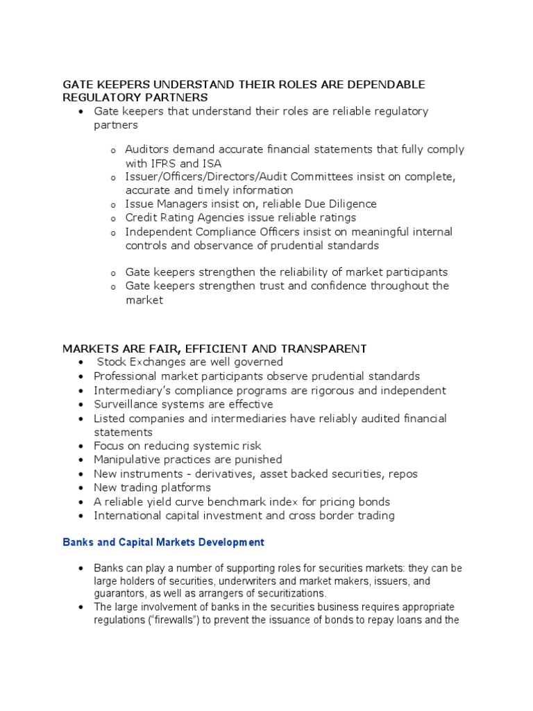Financial Market Gatekeepers | PDF | Securities (Finance) | Securitization