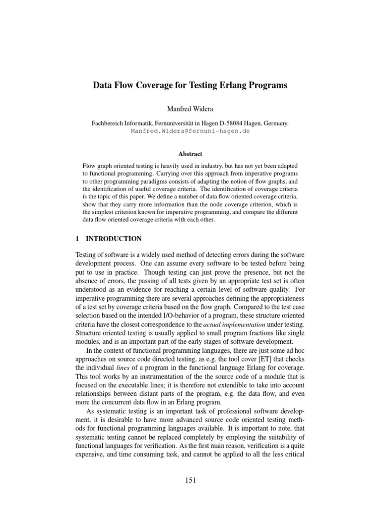 Data Flow Coverage For Testing Erlang Programs Pdf Functional Programming Function
