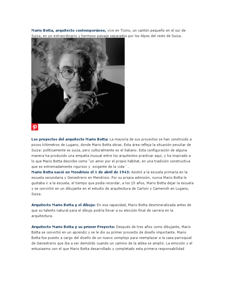 Mario Botta | PDF | Suiza | Diseño