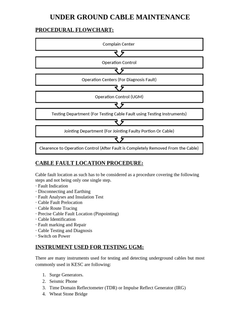 Under Ground Cable Maintenance | PDF | Cable | Electrical Resistance ...