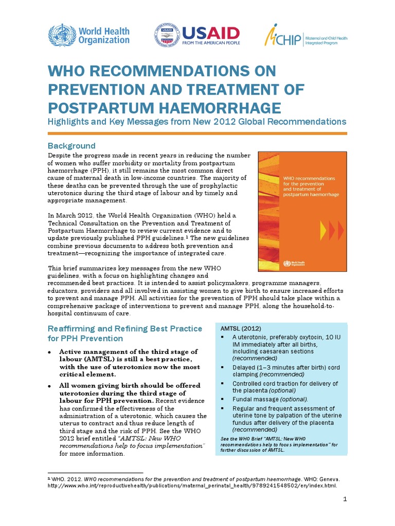 WHO 2013 PPH Highlights | PDF | Childbirth | Motherhood