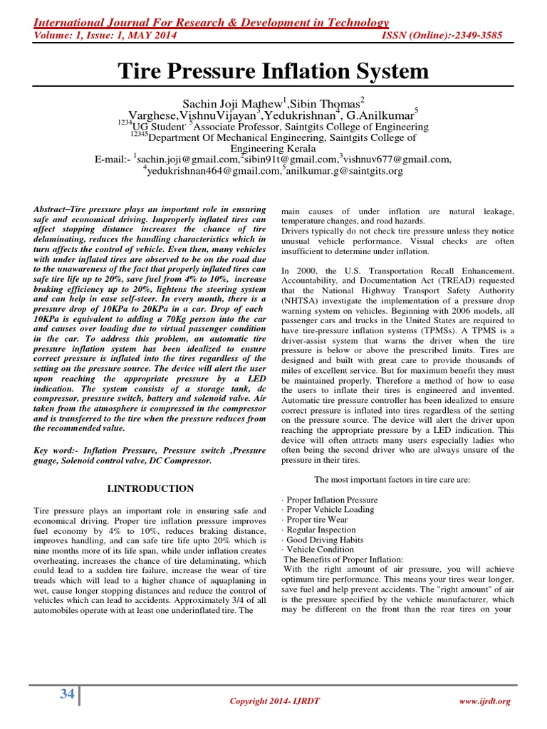 Tire Pressure Inflation System | PDF | Tire | Valve