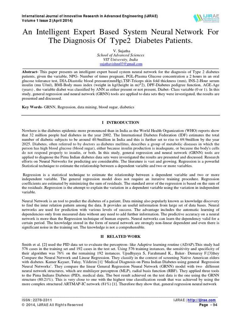 An Intelligent Expert Based System Neural Network For The Diagnosis of ...