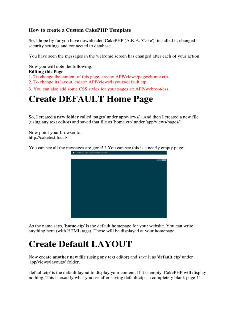 How To Create A Custom CakePHP Template | PDF | Hypertext | Software