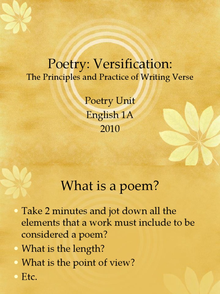 Versification | Metre (Poetry) | Poetry