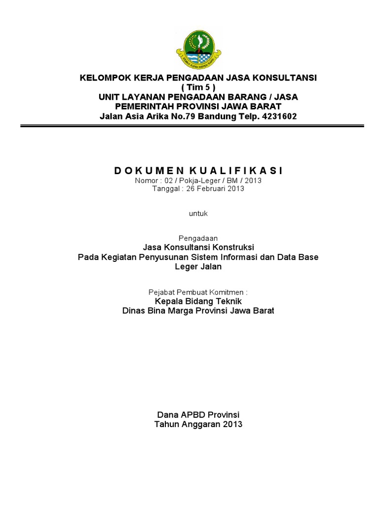 Dokumen Kualifikasi Leger Jalan | PDF | Bisnis