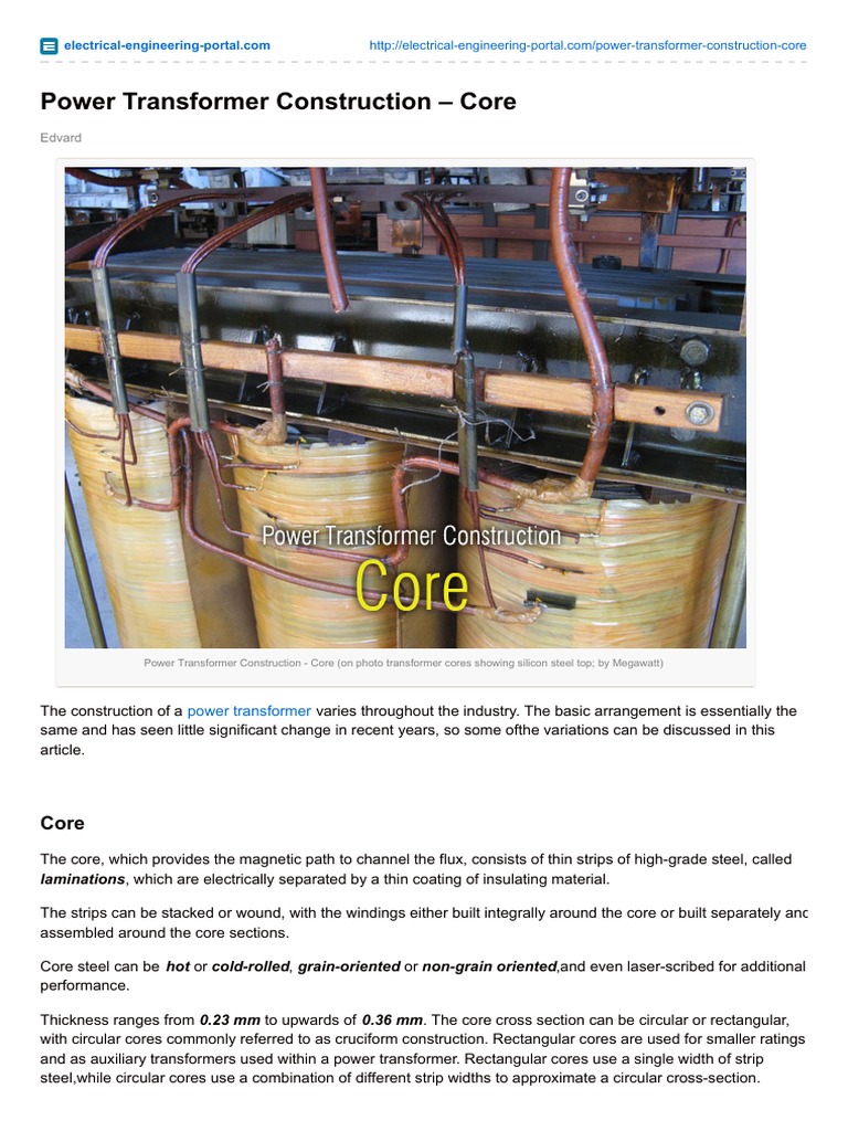 Power Transformer Construction Core | PDF | Transformer | Building ...