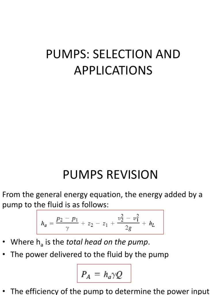Pump Selection and Application | PDF | Pump | Piston