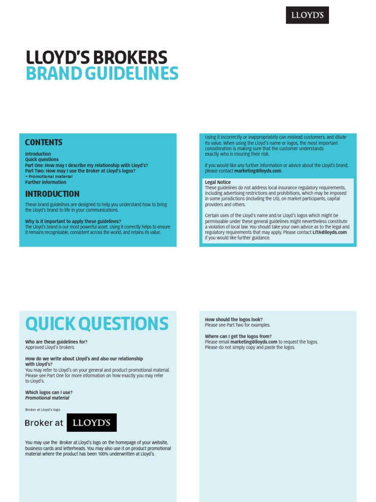 Lloyds Brokers Brand Guidelines | PDF | Underwriting | Insurance