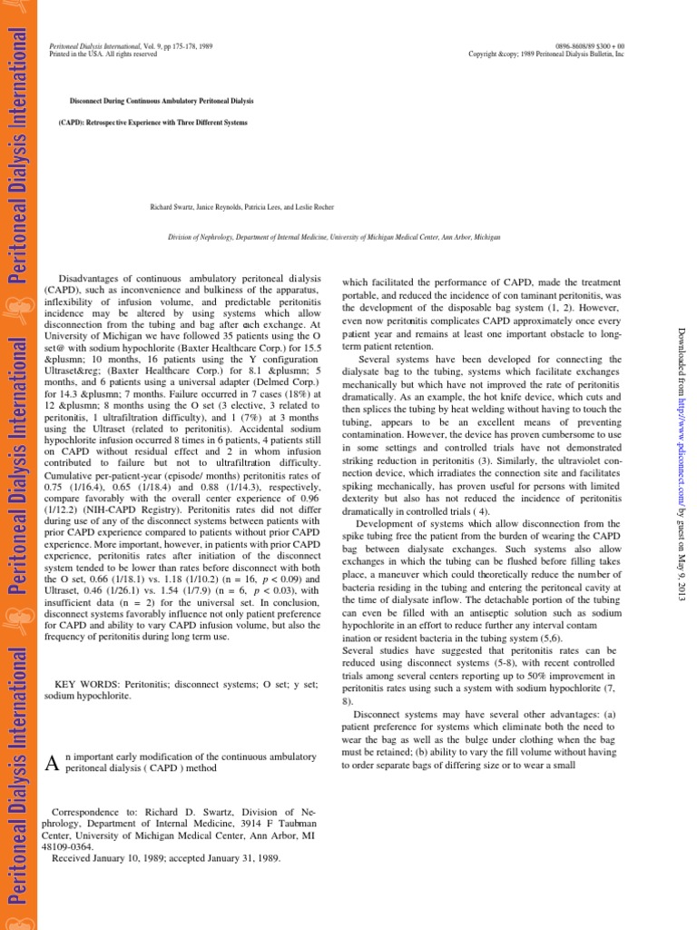 Perit Dial Int 1989 Swartz 175 8 | PDF | Dialysis | Medical Specialties