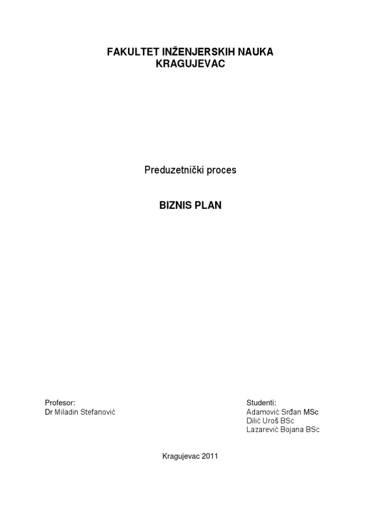Biznis Plan | PDF