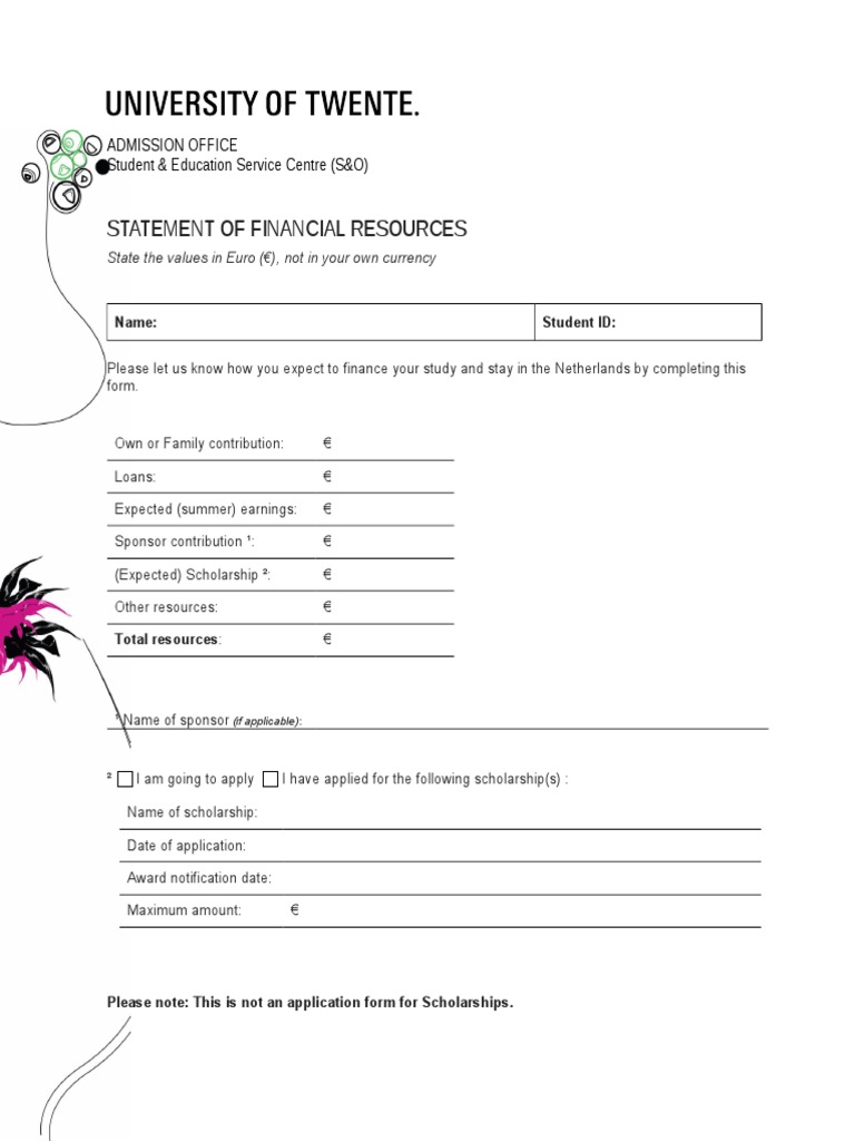 Statement of Financial Resources | PDF