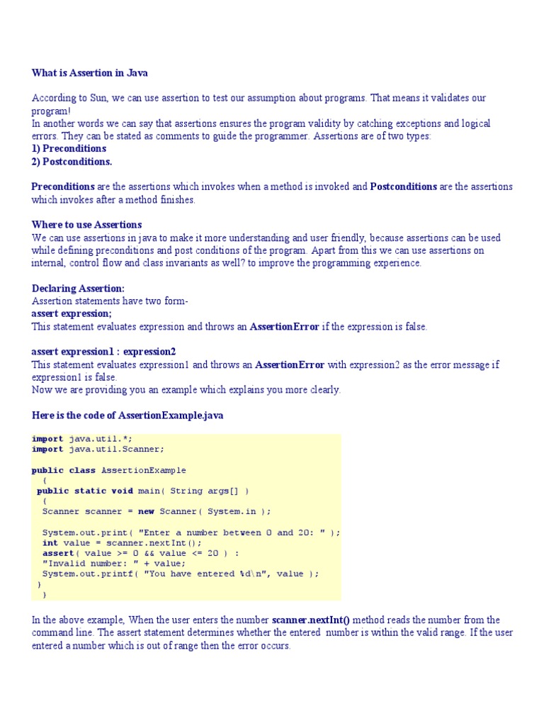 Assertion in Java | PDF