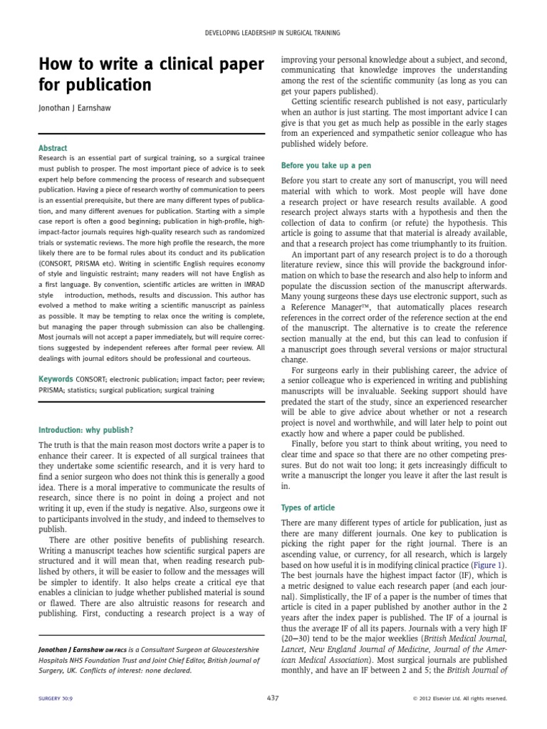 How To Write A Clinical Paper | PDF | Randomized Controlled Trial ...