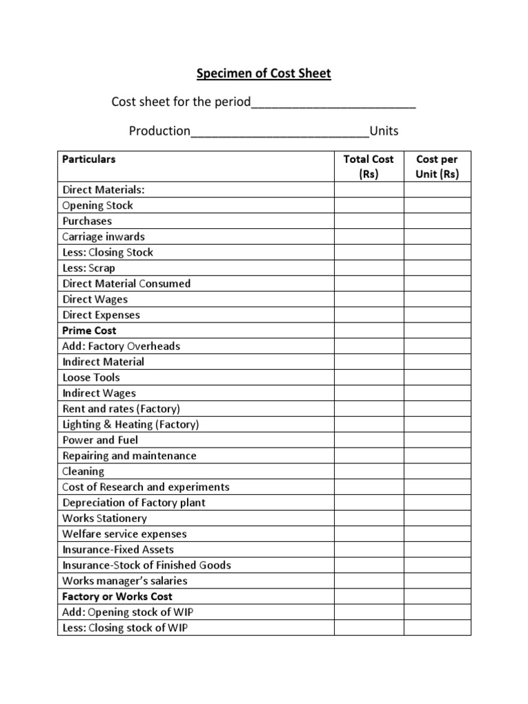 specimen-of-cost-sheet-service-industries-business