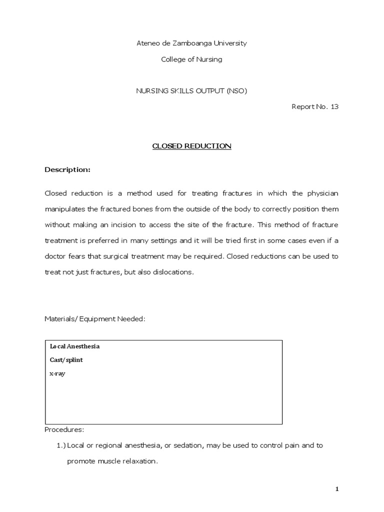 Closed Reduction Description:: Local Anesthesia Cast/splint X-Ray | PDF ...