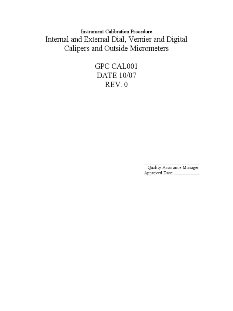 Instrument Calibration Procedure | PDF | Length | Measuring Instrument