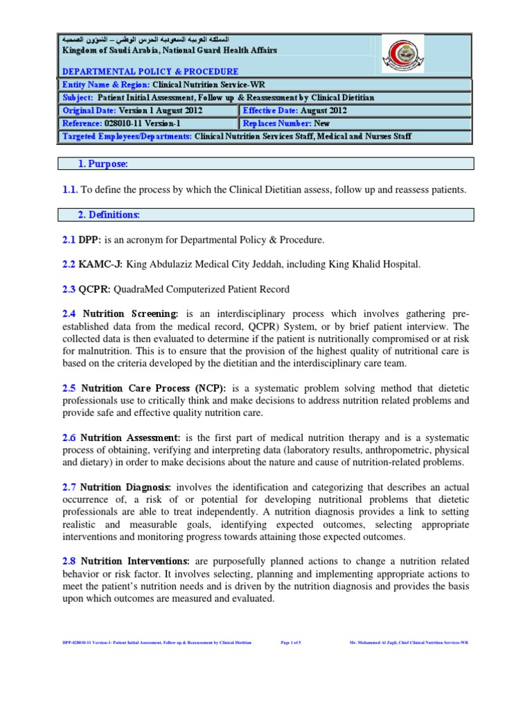 00001kebijakan Patient Assessment Followup and Reassessment by Nutrit ...