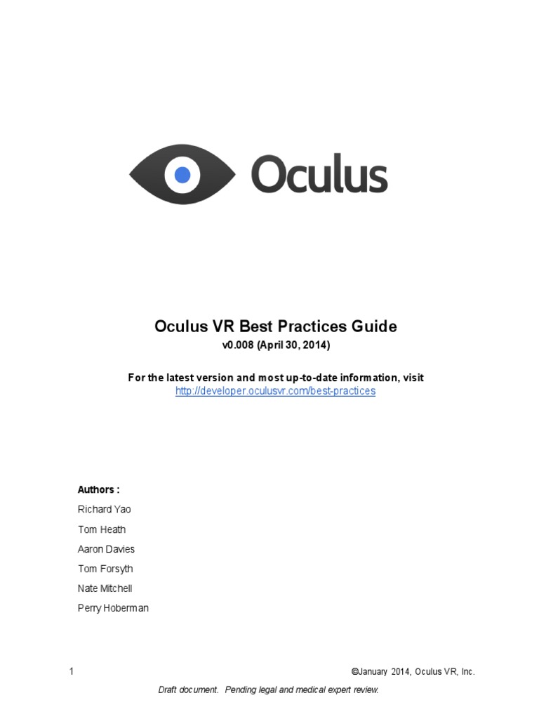 Oculus VR Best Practices Guide: v0.008 (April 30, 2014) For The Latest ...