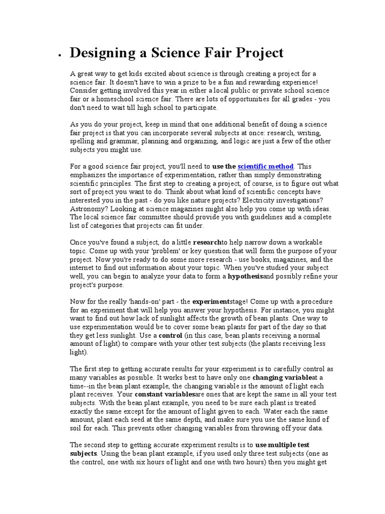 Designing A Science Fair Project | PDF | Experiment | Scientific Method